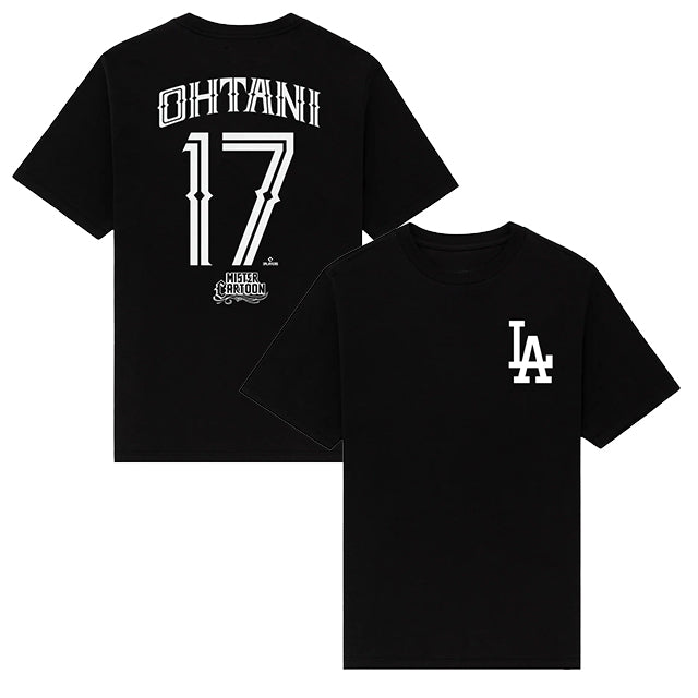 大谷翔平モデル Tシャツ 海外取寄 ロサンゼルス ドジャース MISTER CARTOON NAME&NUMBER T-SHIRT BLACK ...